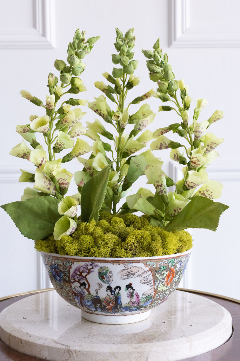 10" Rose Mandarin Pot + 3 Lime Faux Foxgloves – Orchid & Olive